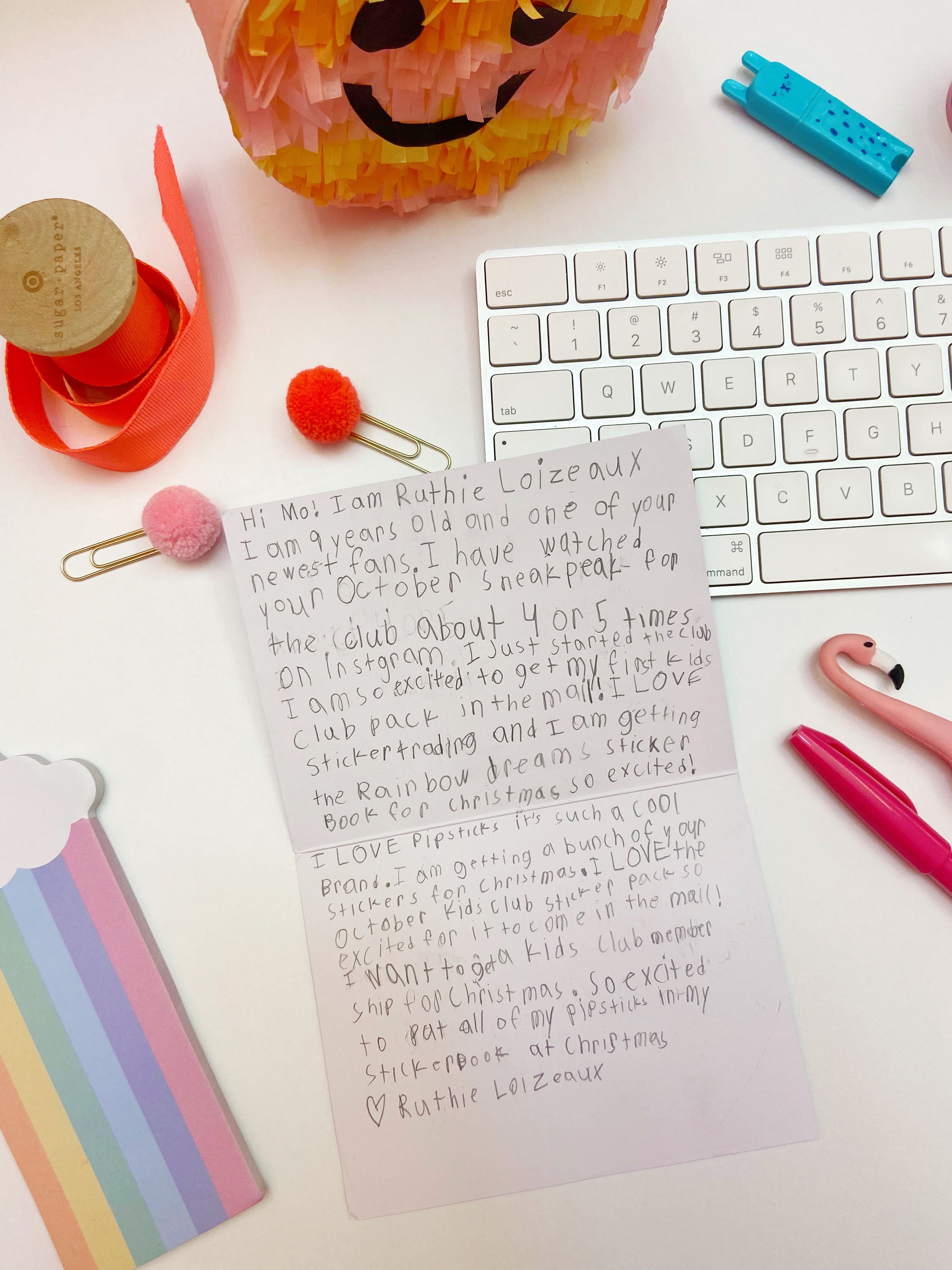 Fan Mail Friday: "I am getting a bunch of your stickers for Christmas"