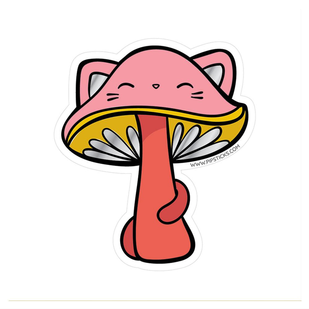 Kawaii Mushroom Cat Vinyl Sticker
